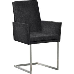K+w Komfort & Wohnen K+W Komfort & Wohnen Armlehnstuhl () stabiles Hochkantrohr, Untergestell in Edelstahloptik oder schwarz grau B/H/T: 55cm x 96cm x 64cm, Flachgewebe