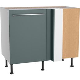 KOCHSTATION Eckunterschrank &raquo;KS-Bern2&laquo; Breite 100 x 65 cm, L&ouml;sung f&uuml;r Geschirrsp&uuml;ler, 1 T&uuml;r, 1 Einlegeboden gr&uuml;n Holzwerkstoff B/H/T: 100cm x 87cm x 