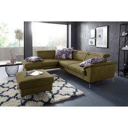 Sit & More sit&more Ecksofa &raquo;Percy L-Form&laquo; 15 cm Fu&szlig;h&ouml;he, Sitztiefenverstellung, wahlweise in 2 Fu&szlig;farben gr&uuml;n B/H/T: 270cm x 80cm x 235cm, Luxus-Microfaser 