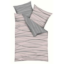 Kaeppel Wendebettw&auml;sche &raquo;MOTION 100% gek&auml;mmte Baumwolle&laquo; 2 Stk. mit feinen Wellenlinien, Markenrei&szlig;verschluss, Wendeoptik rosa Mako-Satin, Obermaterial: 100% 