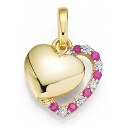 Firetti Damen Kettenanh&auml;nger &raquo;Schmuck Geschenk Gold 333 Halsschmuck Anh&auml;nger f&uuml;r Halskette Herz&laquo; mit Rubin, Zirkonia (synth.) rosa Gelbgold 333, 1,08 