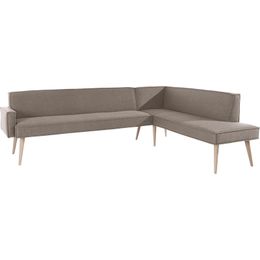 exxpo - sofa fashion Eckbank &raquo;Lungo, moderne Kedernaht, bequem und elegant, hoher Holzfu&szlig;&laquo; hochwertige Detailverarbeitung, frei im Raum stellbar grau 