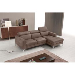Egoitaliano Ecksofa &raquo;Matt, erstklassiger Sitzkomfort, aufwendige Detailverarbeitung, L-Form&laquo; mit verstellbaren Kopfteilen zum Relaxen braun Luxus-Micofaser 