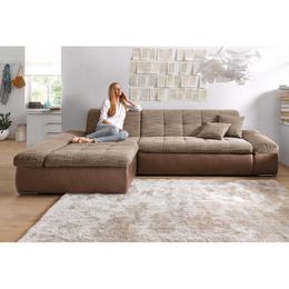 DOMO collection Ecksofa &raquo;MORIC 300x172 cm, XXL-Sofa mit viel Platz, L-Form, auch in Cord&laquo; wahlweise mit Bettfunktion und Armteilverstellung, beige-