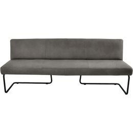 K+w Komfort & Wohnen K+W Komfort & Wohnen Polsterbank in abgerundeter Form, Rundrohrkufe lang gebogen, Echtleder grau B/H/T: 202cm x 82cm x 67cm, Leder CLOUD