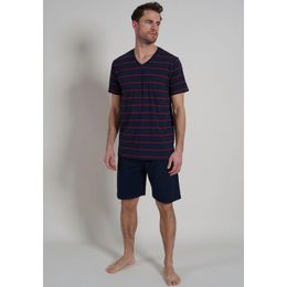 Bugatti Herren Bugatti Shorty 2 tlg. V-Ausschnitt, Langarm, lange Hose, Streifendesign, Baumwollmix rot 48