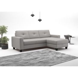 OTTO home Ecksofa &raquo;Varese&laquo; wahlweise mit Schlaffunktion und Bettkasten grau B/H/T: 239cm x 91cm x 164cm, NaturLEDER Stoff, Recamiere rechts, ohne 