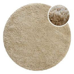 Esprit Hochflor-Teppich &raquo;YOGI ESP-096&laquo; rund 50 mm H&ouml;he flauschiger weicher Flor, Wohnzimmer, Schlafzimmer beige Polyester &Oslash; 200cm 1 Stk., 50mm, &Oslash; 200cm