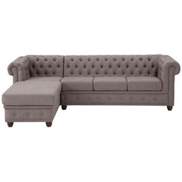 Home Affaire Chesterfield-Sofa &raquo;New Castle L-Form&laquo; hochwertige Knopfheftung in Chesterfield-Design, B/T/H: 255(171/72) grau B/H/T: 255cm x 72cm x 