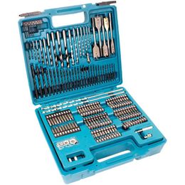 Makita Bohrer- und Bitset 256-tlg., inkl. Aufbewahrungskoffer blau Kunststoff Lieferung im praktischen Aufbewahrungskoffer