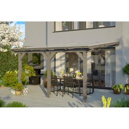 Skan Holz Terrassendach &raquo;Bormio&laquo; grau Polycarbonat (PC) B/H/T: 434cm x 235cm x 300cm, farbig lasiert