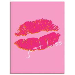 Artland Wandbild &raquo;Just kiss&laquo; Spr&uuml;che & Texte 1 Stk. tlg. als Alubild, Leinwandbild, Poster, Wandaufkleber in verschied. Gr&ouml;&szlig;en pink Leinwand B/H/T: 45cm x 
