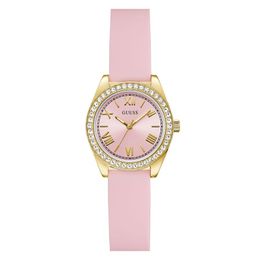 Guess Damen Quarzuhr &raquo;Guess-MINI LUNA GLITZ&laquo; Armbanduhr, Damenuhr, Silikonarmband, analog Einheitsgr&ouml;&szlig;e