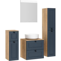 Nobilia Badm&ouml;bel-Set &raquo;Cascada&laquo; Set, inkl. Aufsatzwaschbecken und beleuchtetem Spiegel mit Touch-Sensor, 4 Stk. tlg. B/H/T: 140cmcm x 184cmcm x 