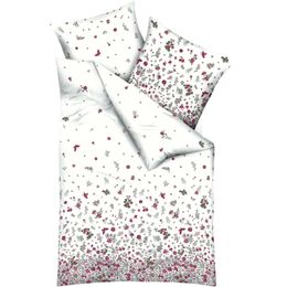 Kaeppel Bettw&auml;sche &raquo;Annabell&laquo; 2 Stk. Mit Blumenmuster rot Mako-Satin, Obermaterial: 100% Baumwolle B/L: 135cm x 200cm, 1 Stk., 1 Stk., Mako-Satin, B/L: 80cm x