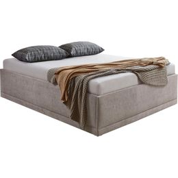 Westfalia Schlafkomfort Polsterbett &raquo;Texel&laquo; Komforth&ouml;he mit Zierkissen, Bettkasten bei Ausf&uuml;hrung mit Matratze beige Bezug Bett: Veloursstoff 100% Polyester oder Microfaser (