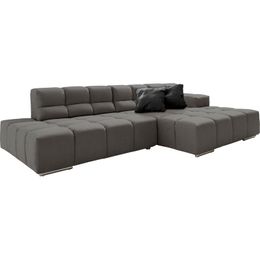 designwerk Ecksofa &raquo;Temple, Designsofa trifft hohen Sitzkomfort, L-Form&laquo; mit Sitztiefenverstellung grau 100% Polyester B/H/T: 286cm x 169cm, 