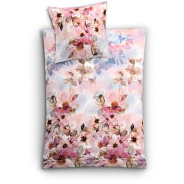 Kleine Wolke Bettw&auml;sche &raquo;Amaris&laquo; 2 Stk. mit floralem Print bunt Mako-Satin, Obermaterial: 100% Baumwolle B/L: 155cm x 220cm, 1 Stk., 1 Stk., Mako-Satin, B/L: 80cm 