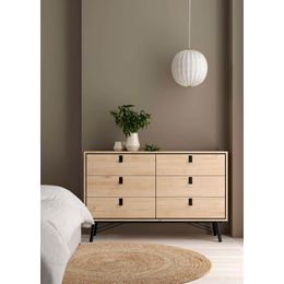 Home Affaire Kommode &raquo;Ry Aufbewahrung, Schubladenschrank, Stauraum,&laquo; Sideboard mit 6 Schubladen, Breite 150 cm, H&ouml;he 95 cm, Massivholzbeine braun 