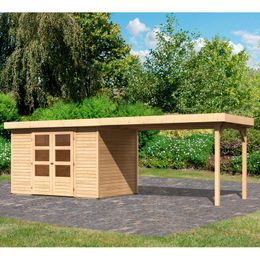 Karibu Gartenhaus &raquo;Arnis&laquo; mit Anbaudach 2,80 cm Breite beige Holzwerkstoff ohne Fu&szlig;boden, ohne R&uuml;ck- und Seitenwand, ohne Dacheindeckung