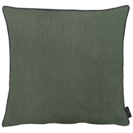 Apelt Dekokissen &raquo;Stone&laquo; mit Kettelrand gr&uuml;n Leinen, Polyester B/L: 46cm x 46cm, 1 Stk.