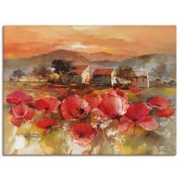 Artland Leinwandbild &raquo;Toskana Romantic II&laquo; Blumen 1 Stk. tlg. auf Holzrahmen gespannt rot Leinwand B/H/T: 80cm x 60cm, Leinwandbild Blumen Querformat, 1 Stk.