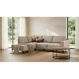 OTTO home Ecksofa &raquo;Tournon, L-Form, Breite 256 cm, Webstoff, Chenille&laquo; Designsofa im nordischen Stil, Wellenunterfederung, Metallf&uuml;&szlig;e braun 100% 