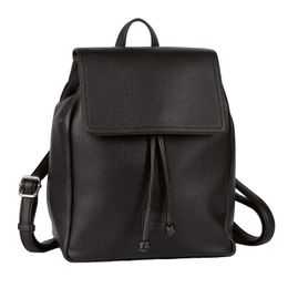 Gabor Damen Rucksack &raquo;Elfie&laquo; aus fein genarbtem, glattem Kunstleder und mit einem Logo Rubber Patch schwarz B/H/T: 25cm x 29,5cm x 13cm