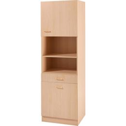 KOCHSTATION Mehrzweckschrank &raquo;KS-Elster&laquo; Breite 60 cm braun Holzwerkstoff buchefarben, B/H/T: 60cm x 200cm x 50cm, T&uuml;ren: 1 Stk.