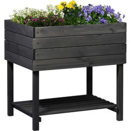 Dobar Hochbeet &raquo;Kubus 2.0 mit Ablage und Pflanzfolie, Anthrazit&laquo; Au&szlig;enma&szlig;e des Hochbeets: ca 78 x 58 x 78 cm (L x B x H) grau Massivholz B/H/T: 78cm x