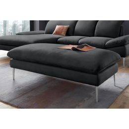 W.Schillig Hocker &raquo;enjoy&MORE&laquo; F&uuml;&szlig;e Chrom gl&auml;nzend, Breite 151 cm schwarz Chenille-Flachgewebe R66 (85% Polyester, 15% Nylon);Longlife Xtra-Leder Z59:
