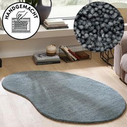 Theko Wollteppich &raquo;Gabbeh Uni, Handgefertigt, meliert, auch als L&auml;ufer erh&auml;ltlich, Wolle&laquo; oval 14 mm H&ouml;he Schlafzimmer, Wohnzimmer, Esszimmer, auch 