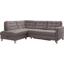 exxpo - sofa fashion Ecksofa &raquo;Elio, kompakt & bequem, zeitloses Design, Breite 228cm, L-Form&laquo; wahlweise mit Bettfunktion und Bettkasten braun B/H/T: 