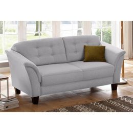 OTTO home 3-Sitzer &raquo;Trondheim&laquo; mit Federkern, Knopfheftung im R&uuml;cken, F&uuml;&szlig;e Buche grau Flachgewebe (100% Polyester);Luxus-Microfaser (90% Polyester, 10