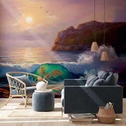A.S. Cr&eacute;ation Vliestapete &raquo;Meer Fototapete Sonnenuntergang T&uuml;rkis Violett&laquo; matt strukturiert Vlies B/L: 2,55m x 3,5m, Rollen: 1