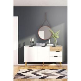 Home Affaire Sideboard &raquo;Oslo Aufbewahrung, Schubladenschrank,&laquo; Kommode mit 2 T&uuml;ren, 3 Schubladen, Breite 147 cm, H&ouml;he 81 cm wei&szlig; Holzwerkstoff B/H/T: 