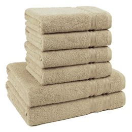 HAMMETEX Handtuch Set &raquo;6-teiliges Handtuch Set, 100% Baumwolle, Weich & Saugstark&laquo; Set 6 Stk. Frottier mit Bord&uuml;re, einfarbig, weich beige Frottier, 