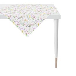 Apelt Tischdecke &raquo;3105&laquo; verschiedene Fr&uuml;hlingsbl&uuml;her auf einem Streifen bunt Obermaterial: 75% Baumwolle, 25% Polyester B/L: 88cm x 88cm
