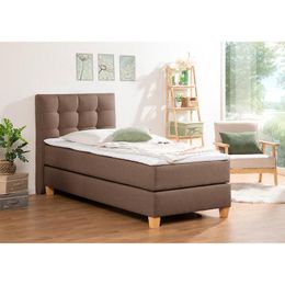 Home Affaire Boxspringbett &raquo;Moulay&laquo; inkl. Topper, in 3 H&auml;rtegraden, TFK auch in H&auml;rtegrad 4 braun Struktur, Liegefl&auml;che B/L: 90cm x 200cm Betth&ouml;he: 