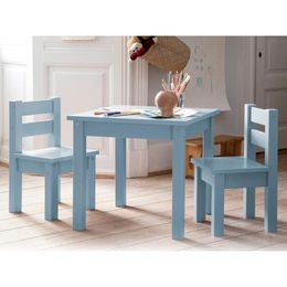Hoppekids Kindersitzgruppe &raquo;MADS Kindersitzgruppe&laquo; Set, 1 Tisch, 2 St&uuml;hle, 3 Stk. tlg. in vielen Farben, mit zwei St&uuml;hlen blau FSC-zertifiziertes Kiefernholz 