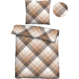 Bettw&auml;sche &raquo;Anny&laquo; 2 Stk. feiner Glanz + weicher Griff, Rei&szlig;verschluss, ganzj&auml;hrig einsetzbar braun Satin, Obermaterial: 100% Baumwolle B/L: 155cm x 
