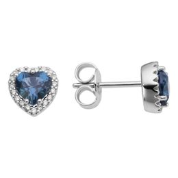 Firetti Damen Paar Ohrstecker &raquo;Schmuck Geschenk Gold 333 Ohrschmuck Ohrringe Herz&laquo; mit Blau Topas Sky Blue - mit Brillanten blau 0,1, 0,1 P2 = 