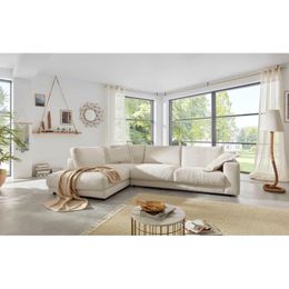 Home Affaire Ecksofa &raquo;Enisa XXL B/T/H: 325/224/85 cm L-Form&laquo; Kuschelig, gem&uuml;tlich, in 5 Farben, Bezug in Cord, mit 2 Zierkissen wei&szlig; Cord (88% 