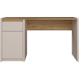 FORTE Schreibtisch &raquo;Oak Squere&laquo; B/H/T 130/72/51,7cm, Soft Close, Vollauszug B/H/T: 124,4cm x 72cm x 51,5cm
