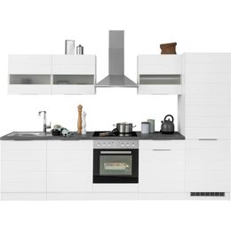 KOCHSTATION K&uuml;chenzeile &raquo;KS-Luhe&laquo; 300 cm breit, wahlweise mit oder ohne E-Ger&auml;ten, gefr&auml;ste MDF-Fronten wei&szlig; B/H/T: 300cm x 60cm, ohne E-Ger&auml;te
