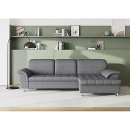 DOMO collection Ecksofa &raquo;FRANZI 278x170x81 cm, Steppung im Sitzbereich, L-Form&laquo; wahlweise mit Bettfunktion, Bettkasten und Kopfteilverstellung grau 