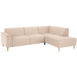 Home Affaire Ecksofa &raquo;Julia zeitlose und elegante Couch, hoher Sitzkomfort, L-Form&laquo; Federkern-Polsterung, Holzf&uuml;&szlig;e, Keder beige Struktur fein ( 100% 