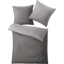 Kleine Wolke Bettw&auml;sche &raquo;Linda&laquo; 2 Stk. einfaches, sehr elegantes Design grau Mako-Satin, Obermaterial: 100% Baumwolle B/L: 155cm x 220cm, 1 Stk., 1 Stk., Mako-