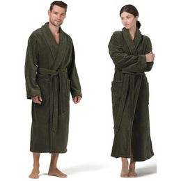 M&ouml;ve Unisex-Bademantel &raquo;ideal f&uuml;r Sauna & Spa, Hotelbademantel, Morgenmantel&laquo; 1 Stk. gr&uuml;n Veloursfrottier M L: 125cm