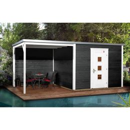 Weka Gartenhaus &raquo;WekaLine 413A Gr.2&laquo; grau Massivholz Fu&szlig;boden im Gartenhaus, selbstklebende Dachbahnen